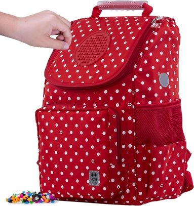 Червена раница на точки и пиксели Pixie Crew - store.bg