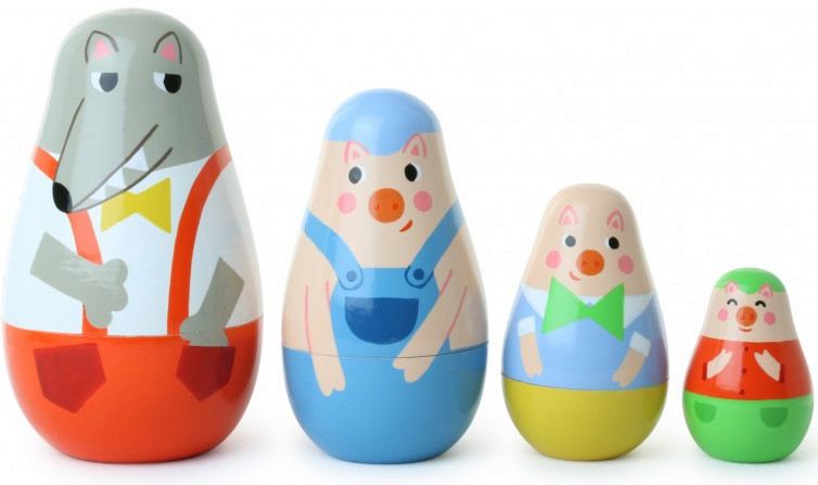 Матрьошка - Трите прасенца - Дървена играчка - - store.bg