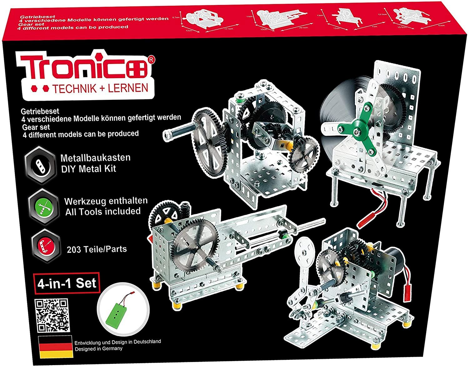 Метален конструктор Tronico Зъбни колела 4 в 1 - store.bg