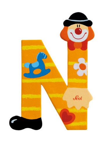 Буква N - Clown - Дървена фигурка за игра - фигура - store.bg