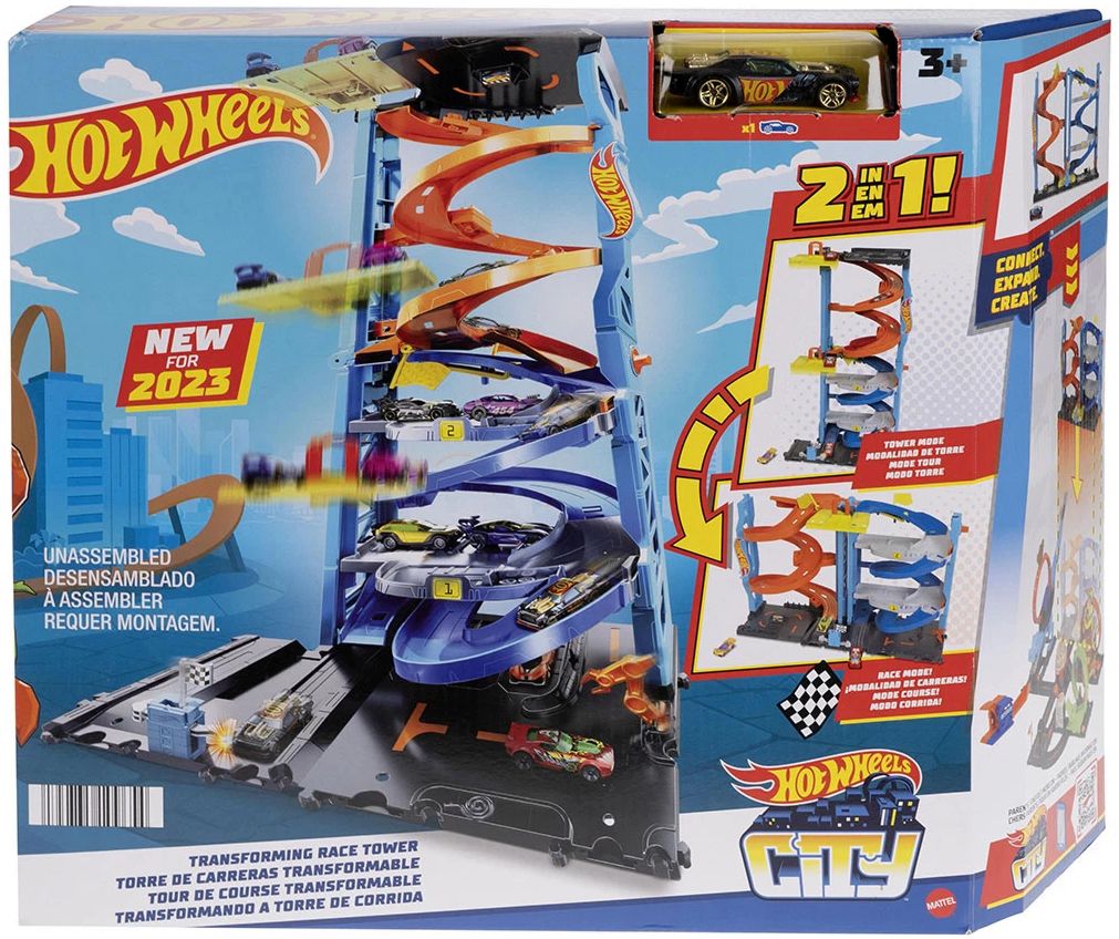 Състезателна писта кула 2 в 1 с количка Hot Wheels - store.bg