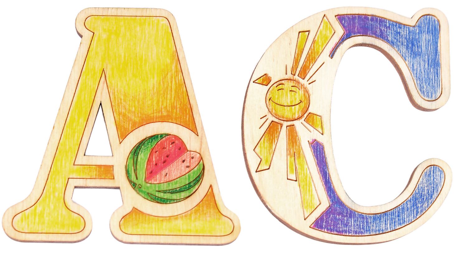 Да учим азбуката - Дървени букви за оцветяване - играчка - store.bg