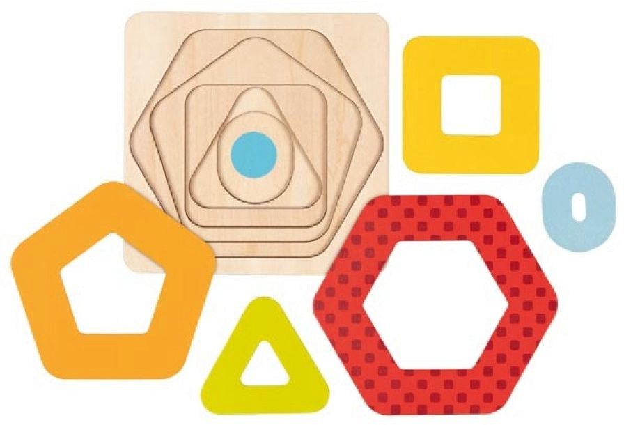 Дървен сортер с геометрични фигури Goki 2+ - store.bg