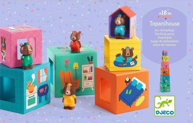 Кула от кубчета с гумени мечета Djeco 18m+ - store.bg